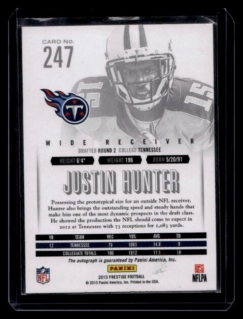 2013 Prestige #247 Justin Hunter Rookie Card Used | eBay