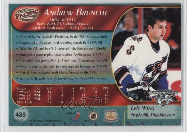 1998-99 Pacific Andrew Brunette #439 0a4 | eBay UK