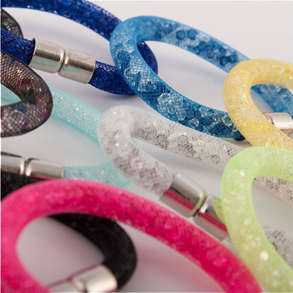 Netzschlauch Armband Stardust mit Zirkonia Kristallen Magnet Verschluss ...
