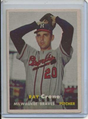 1957 Topps Baseball Card Ray Crone Pitcher Milwaukee Braves Ex Mint ...