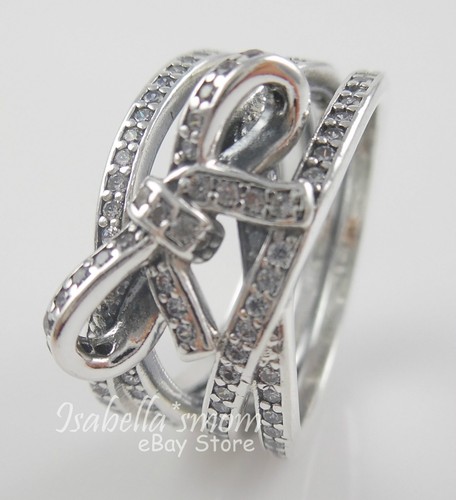 Delicat Sentiments Authentique PANDORA Noeud Drapé Bague Sz 5 (50 ...