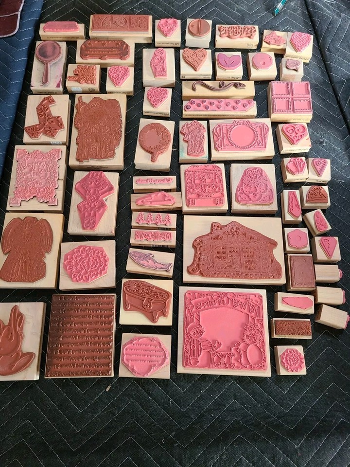 50 Rubber Stamps Assorted Lot Most New Some Used | eBay