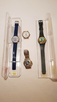 Lot of 4 Watches Fortron Swiss, Mickey Mouse, Guess, Wizard of Oz ...