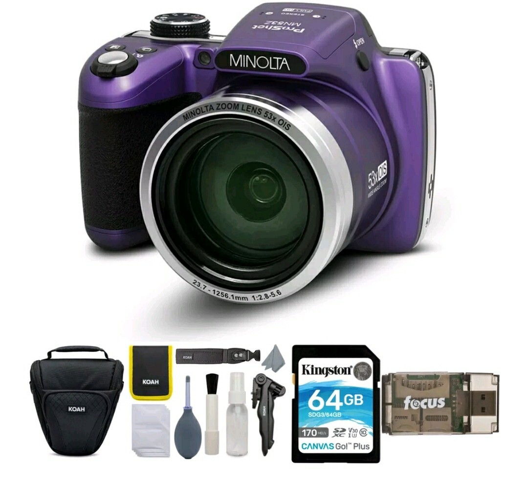 Minolta MN53Z Pro Shot 16MP HD Digital Camera with 53x Optical Zoom ...