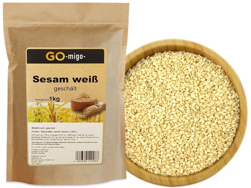 1kg Sesam weiß, Sesamsamen geschält feinste TOP Qualität Sesam Saat ...
