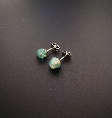 Natural Clear Apatite Crystal Stone Chip Stainless Steel Stud Earrings ...