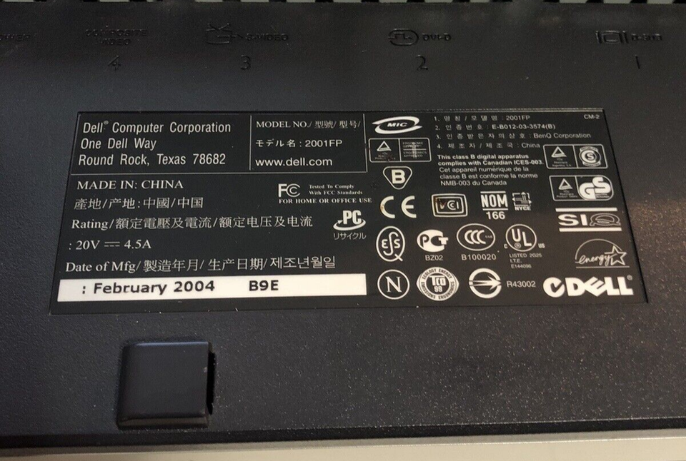 (MONITOR ONLY-FOR PARTS) Dell 2001FP LCD 20.1 Retro Game Monitor DVI ...