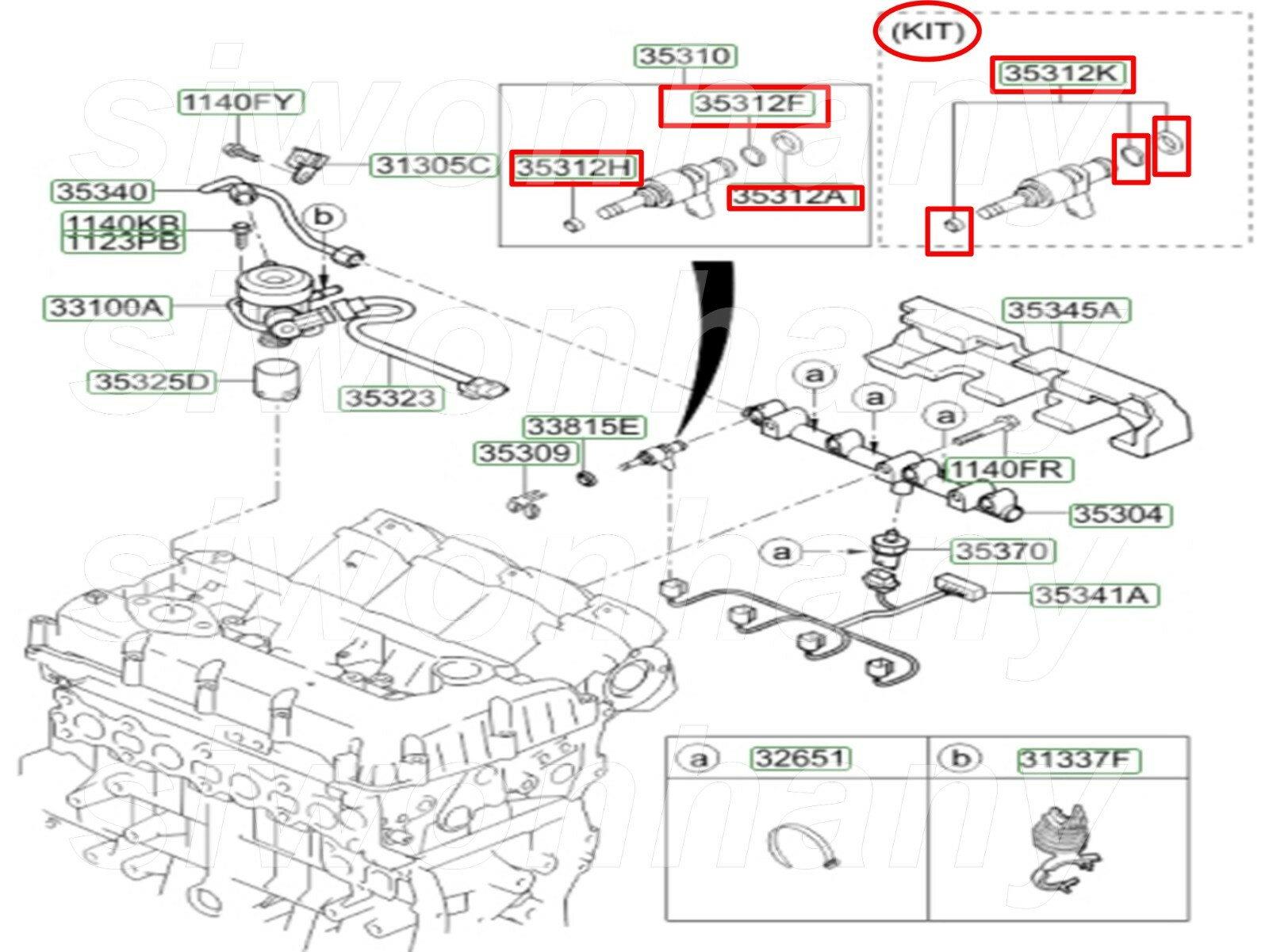 OEM 2.0L 2.4L Injector O-Ring KIT 4PC KIA Sportage Sorento Optima ...