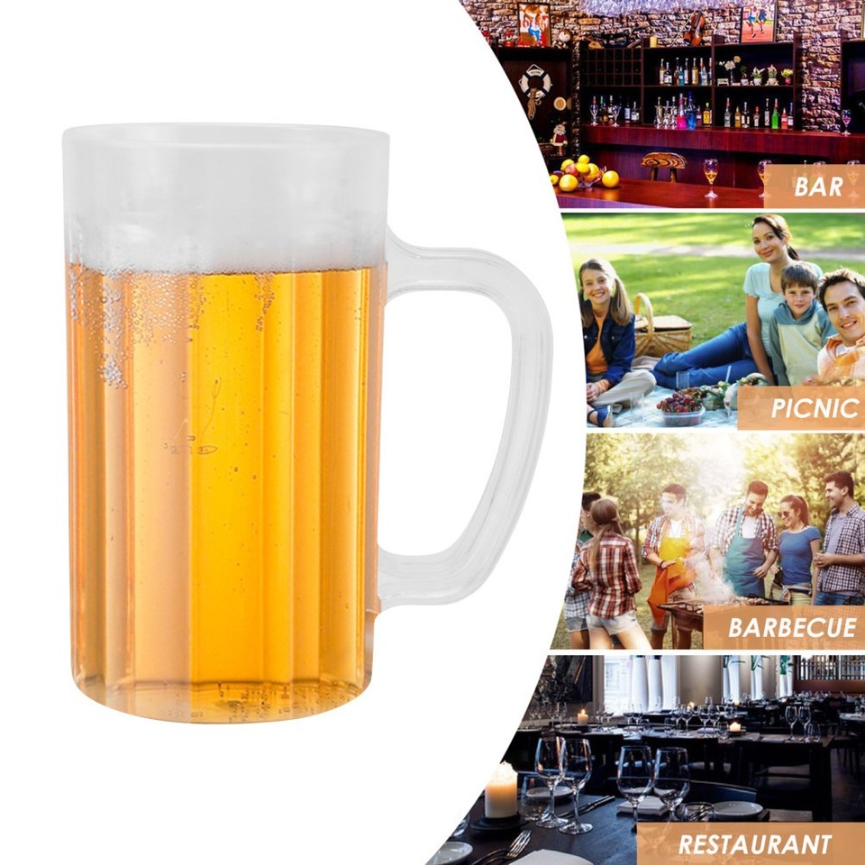 2pcs 520ml Handgrip Cup Transparent Beer Mug with Handle Anti-fall ...