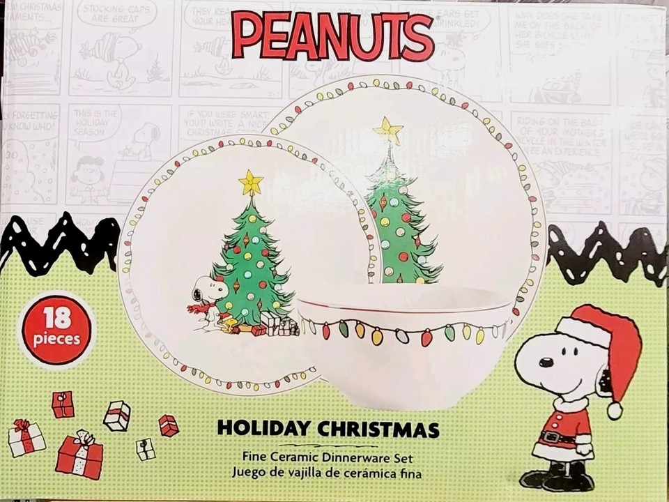 CHRISTMAS DINNERWARE SET. PEANUTS SNOOPY 18-Piece DINNER SET FINE ...