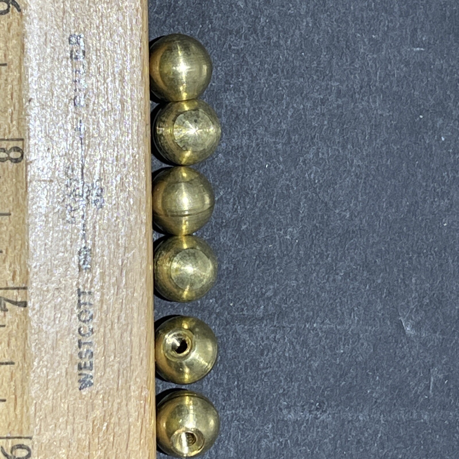 1/2 solid brass Unfinished ball with 6/32 threaded hole Lot Of 6 Pieces ...