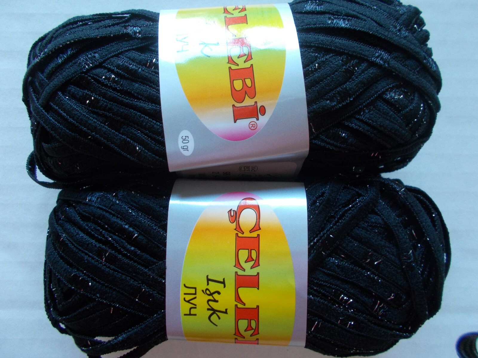 Celebi Isik sparkly ribbon yarn, midnight, lot of 2 (88 yds each) | eBay