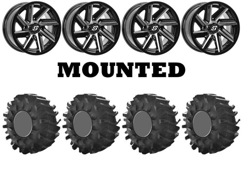 Kit 4 Interco Aqua Torque Tires 28x10-14 on Sedona Chopper Machined ...