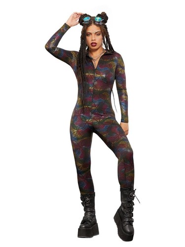 Smiffys Fever Miss Whiplash Geometric Print Catsuit (Size S ...