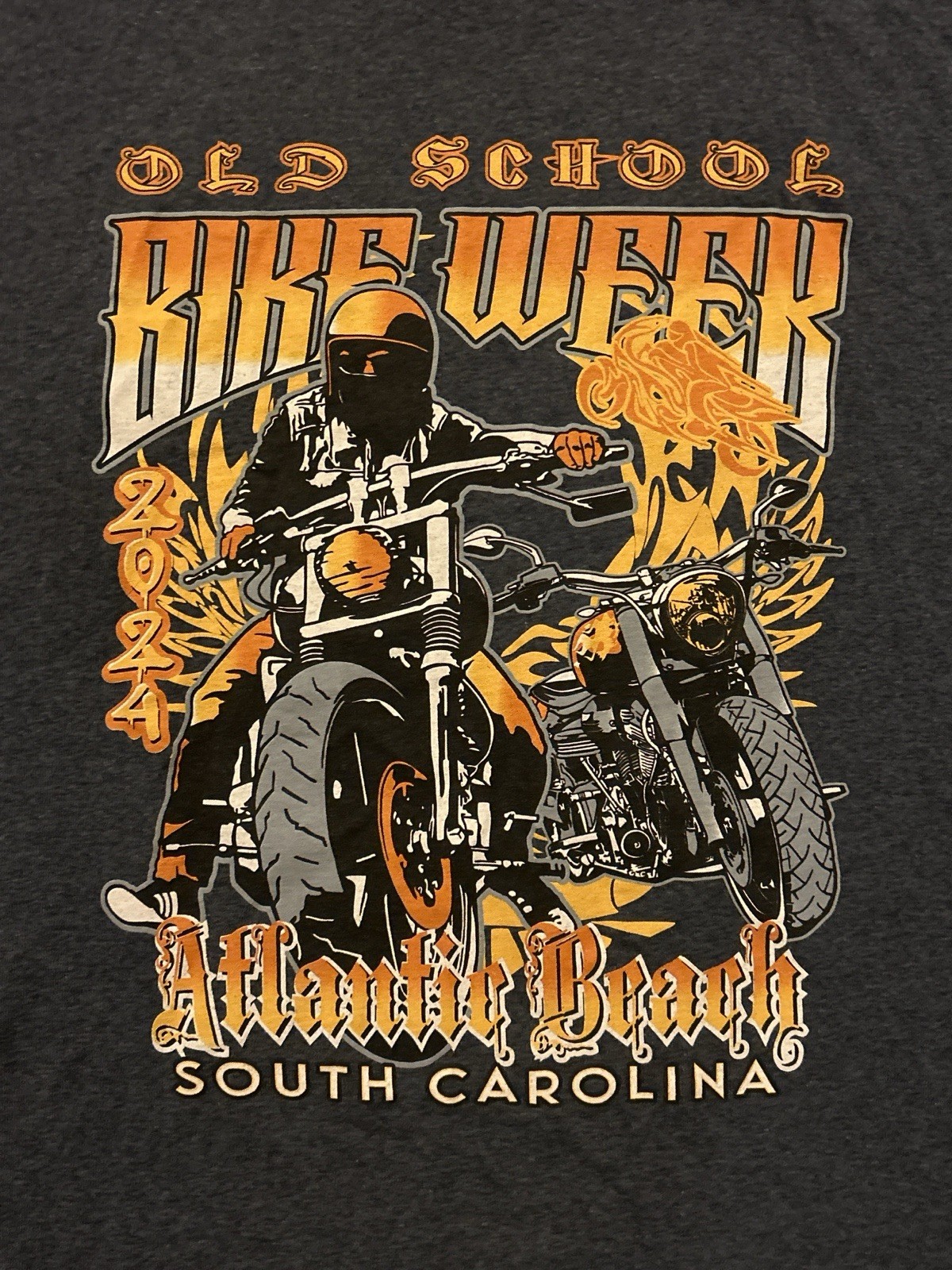 2024 Atlantic Beach Bike Week Old School Biker T-Shir… - Gem