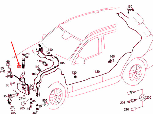 NEW MERCEDES-BENZ GLE W166 WINDSHIELD WASHER RESERVOIR TANK A1668690520 ...