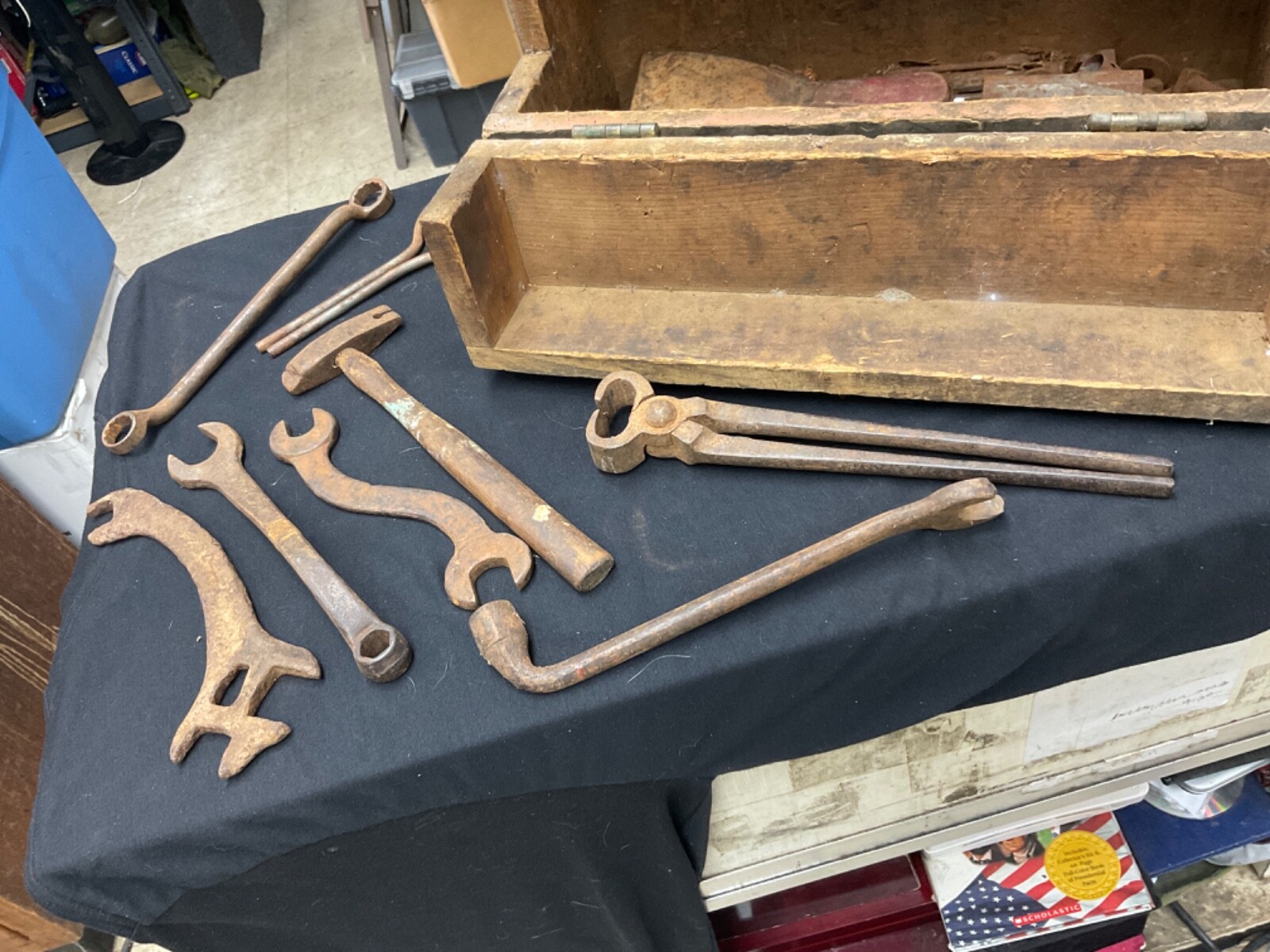 Vintage Hardwood Wooden Tool Chest w/ Tools | eBay