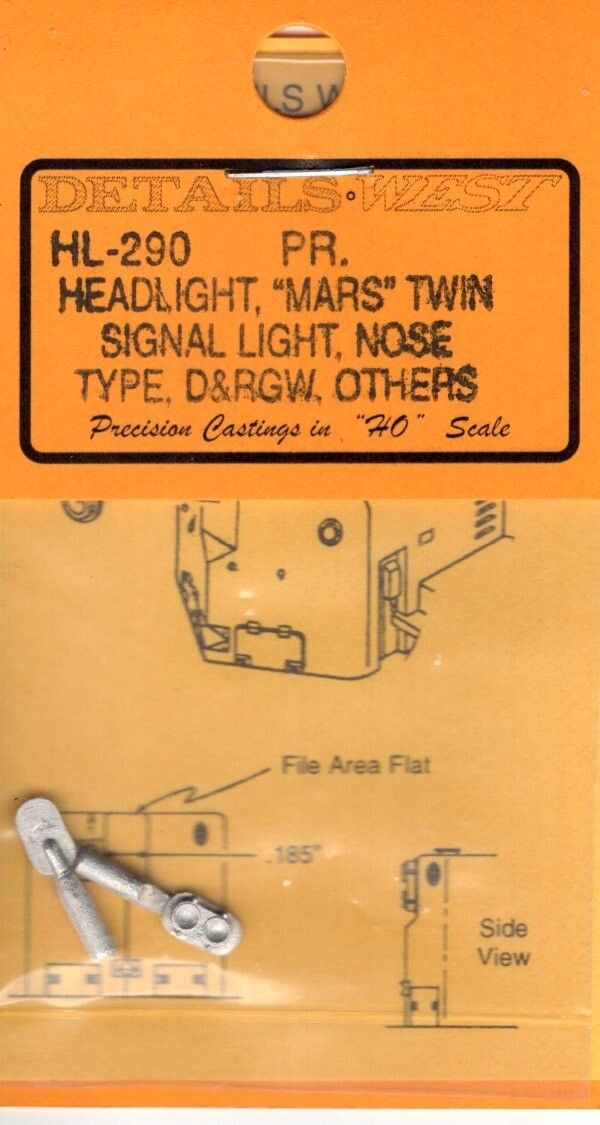 HO Scale Details West HL-290 PR. Headlight, "Mars" Twin Signal Light ...