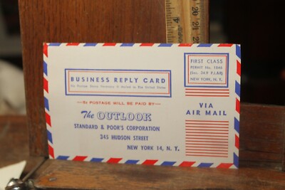 Vintage Business Reply Postcard The Outlook Standard & Poor's Corp Air ...