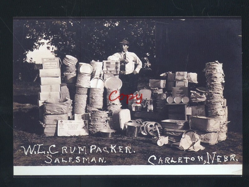 REAL PHOTO CARLETON NEBRASKA CRUM PACKER SALESMAN TRAVELING POSTCARD ...