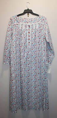 LANZ OF SALZBURG NIGHTGOWN 100% COTTON FLANNEL CARDINALS FLORAL PRINT ...