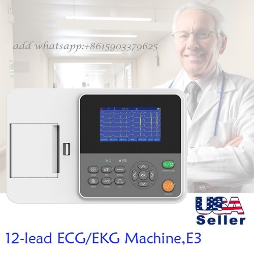 E3 Digital Electrocardiograph 3 Channel ECG EKG Machine EKG Monitor ...