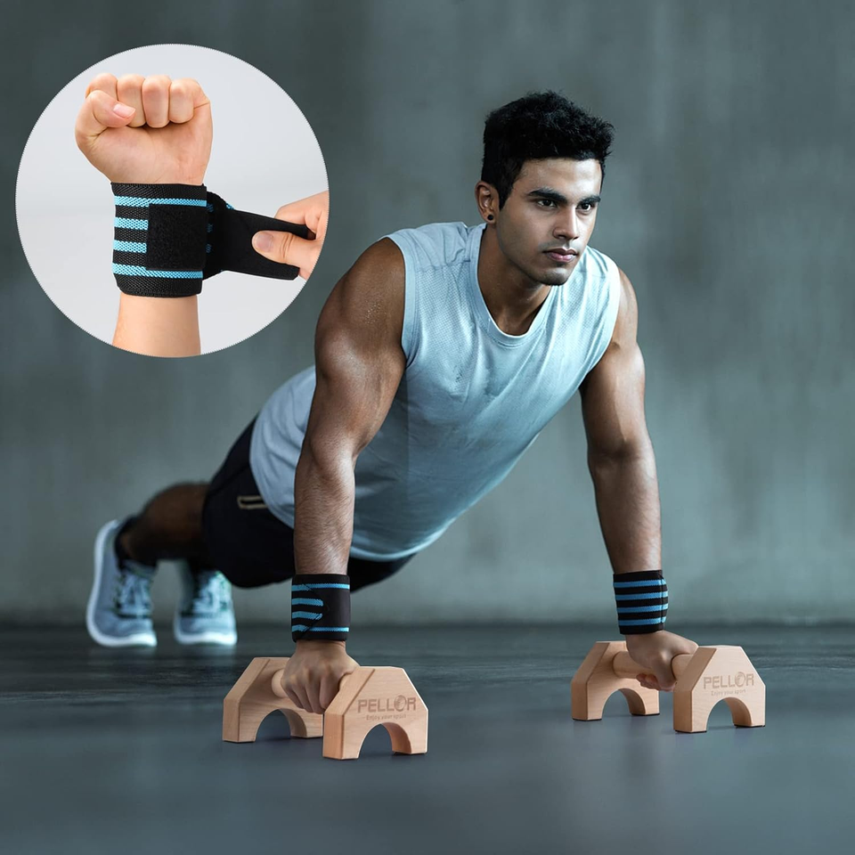 Pushup Stands - Wooden Push up Bars Gym Gear Equipment with Anti-Slid ...