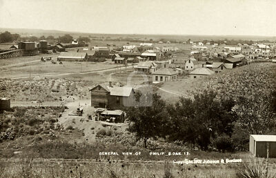 General view of Philip, SD South Dakota 1909 RPPC Photo Postcard COPY ...