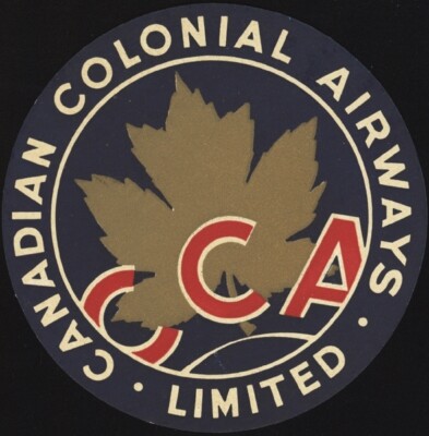 Canada, 1937. Canadien Colonial Airways Label | eBay