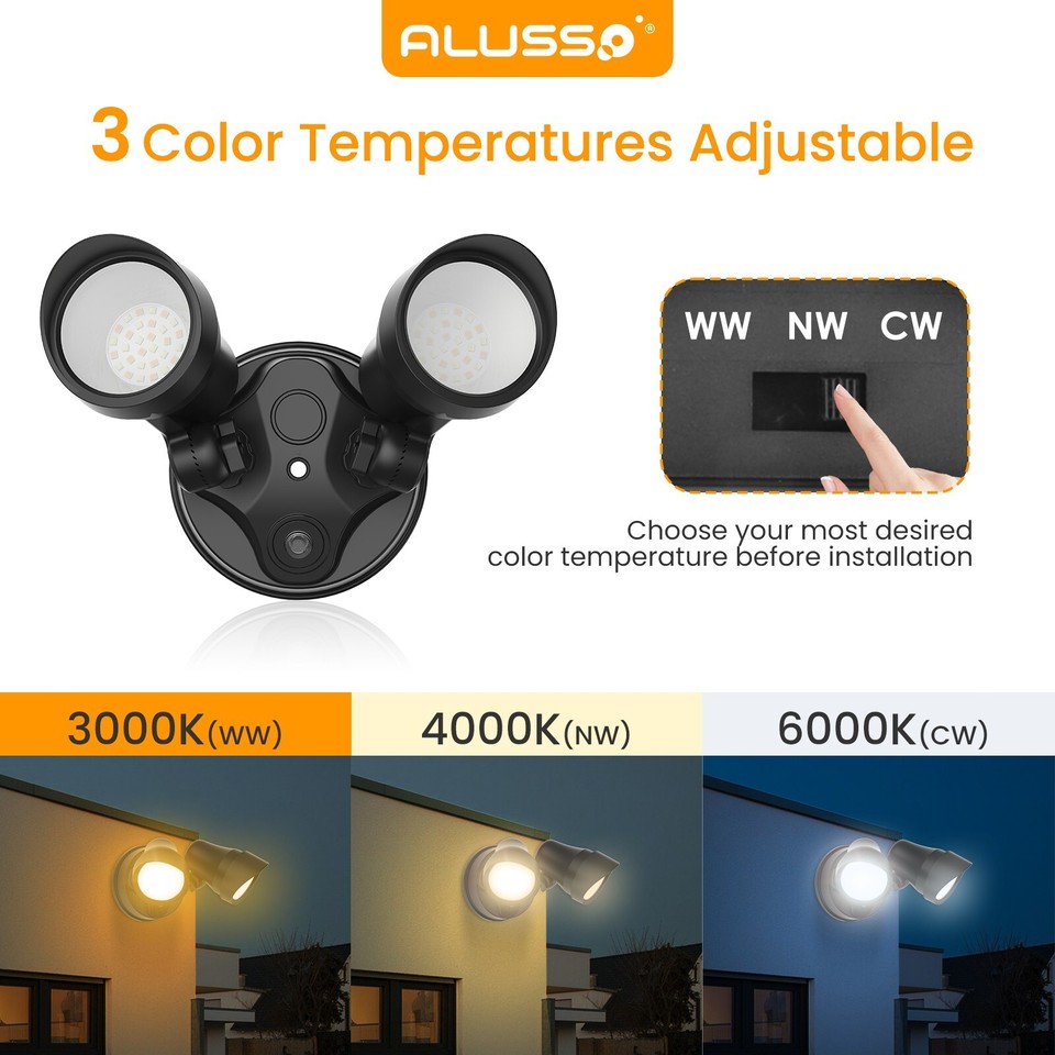 2000lm LED Security Lights Dusk to Dawn 3CCT IP65 Waterproof Outdoor ...