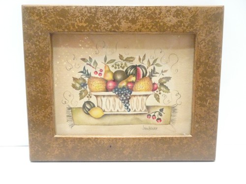 Jean Henry Folk Art Theorem Painting Oil on Velvet Wood Framed Still ...