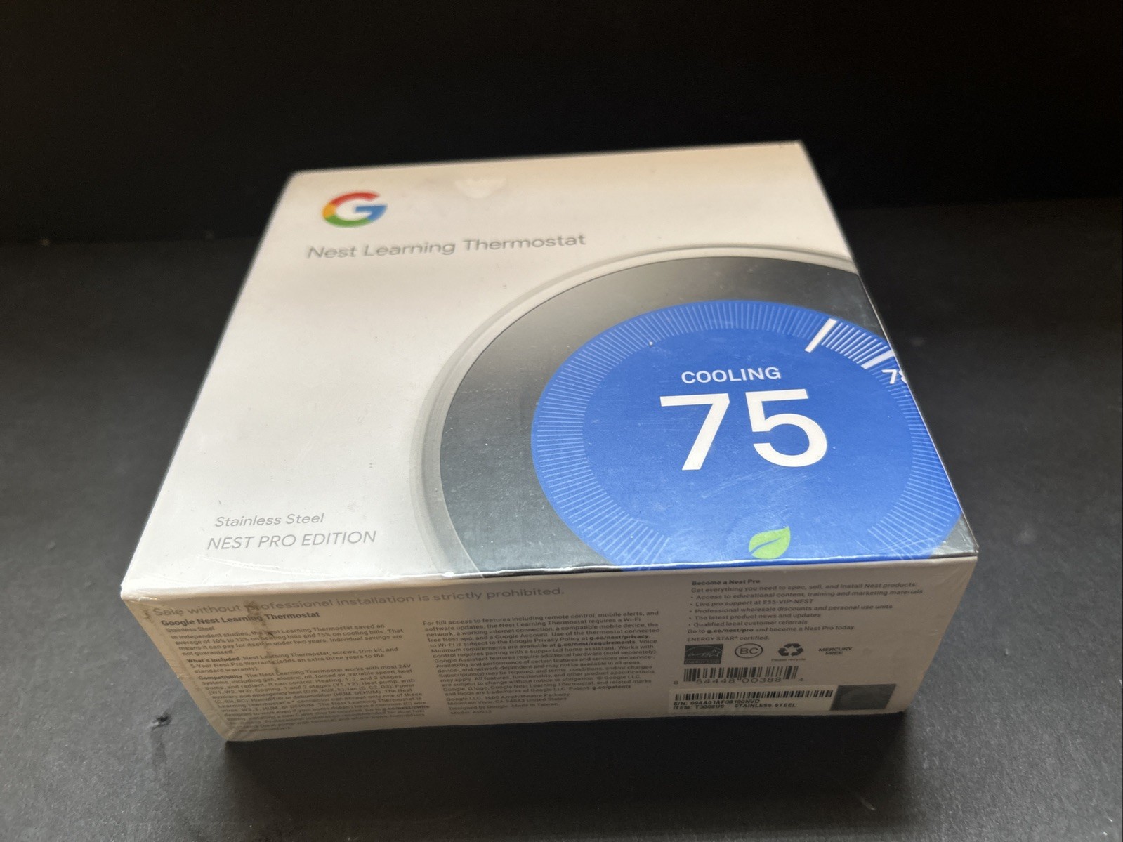 Google Nest Pro 3rd Gen Learning Thermostat Stainless Steel T3008US NEW ...