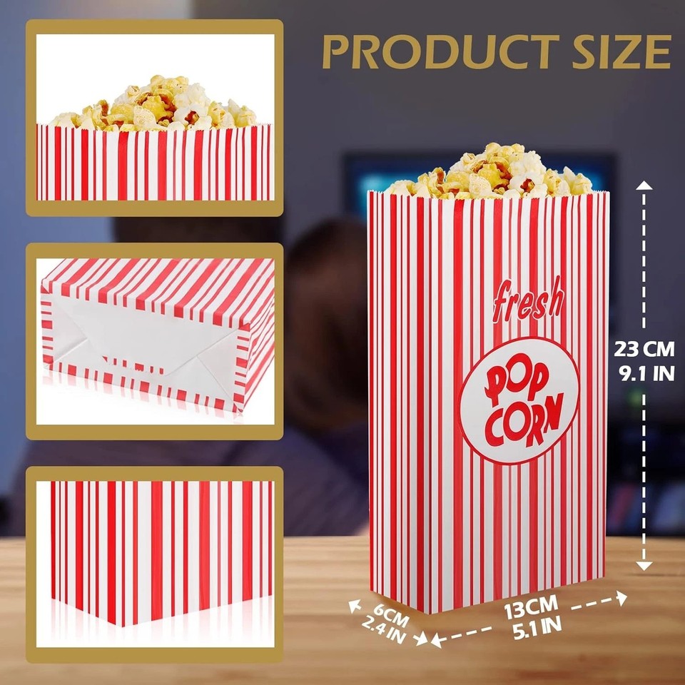 Paper Popcorn Bags Flat Bottom Popcorn Bags 2 Oz Disposable Film ...