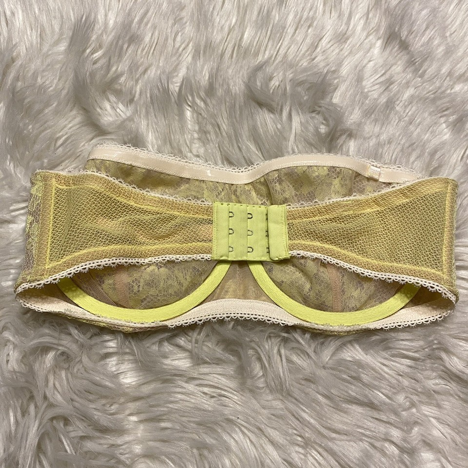 Victorias Secret 36D Bralette Yellow Lace Underwire Back Closure ...
