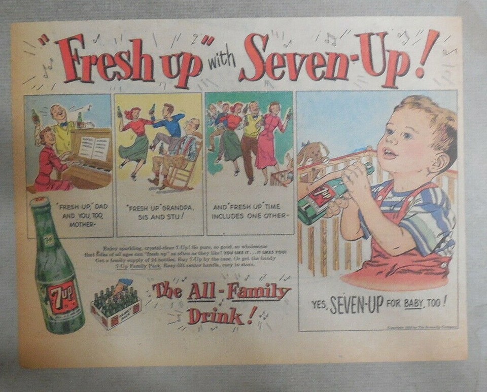 7-Up Ad: Fresh Up With Seven-Up ! Family Dance Time ! from 1950's 7 x ...