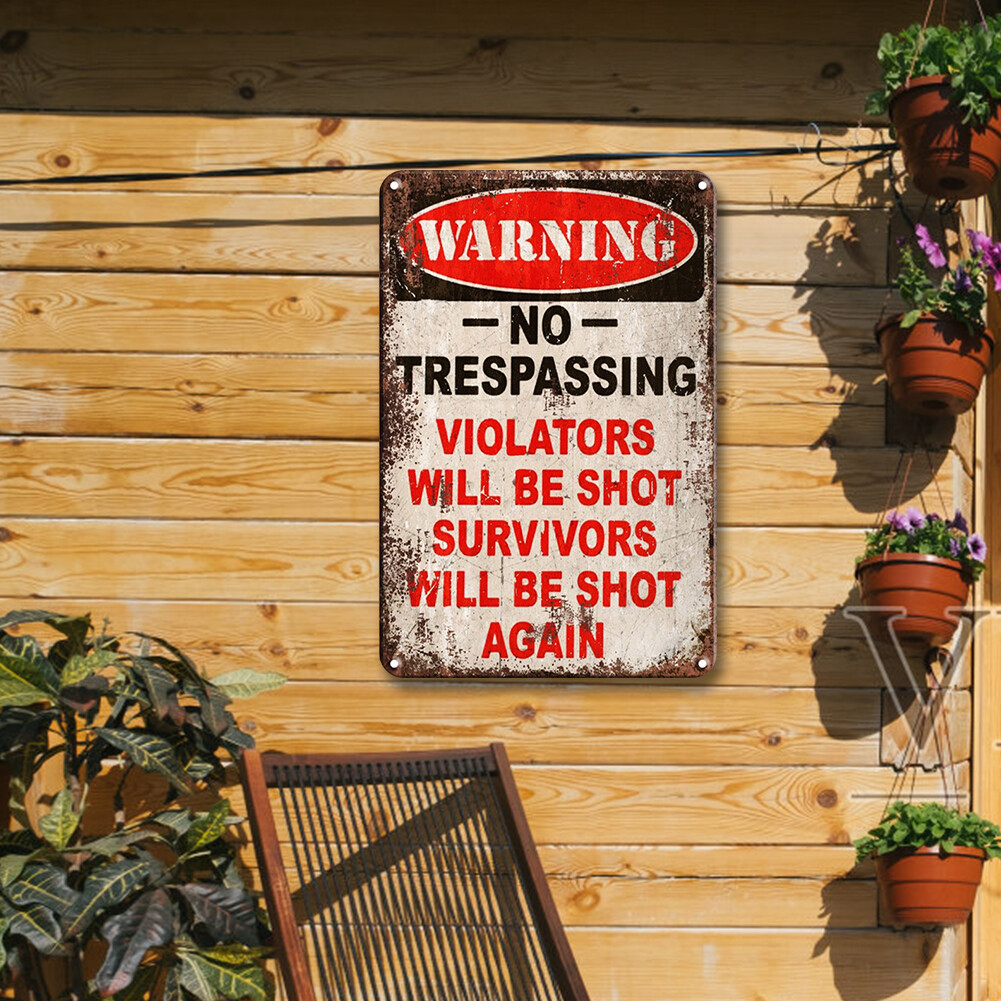 T0# Vintage Metal Plate Warning Sign Rectangular Iron Painting Wall Art ...