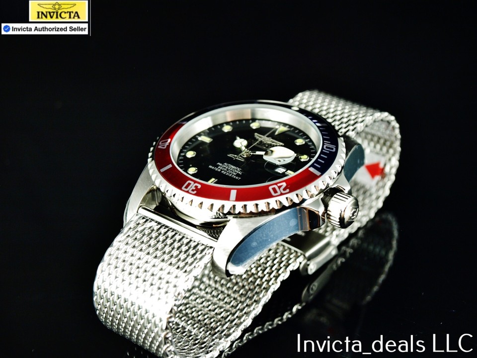 Invicta Men's 47mm GRAND Pro Diver AUTOMATIC BLACK DIAL Mesh Bracelet ...