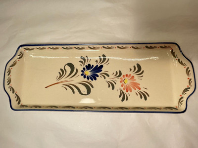 Vintage Portugal Hand Painted Floral Ceramic Sandwich Serving Tray 15 1 ...