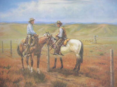 Ted Long Fence Line Gossips Cowboy Western Limited Edition Art Print | eBay