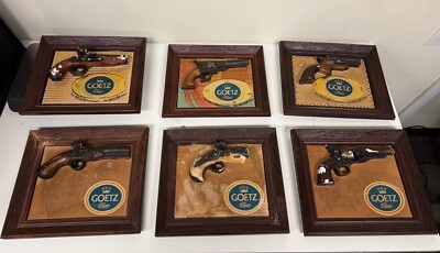 VINTAGE Set of 6 GOETZ Gun Series Beer Sign - for Mellow moments the ...