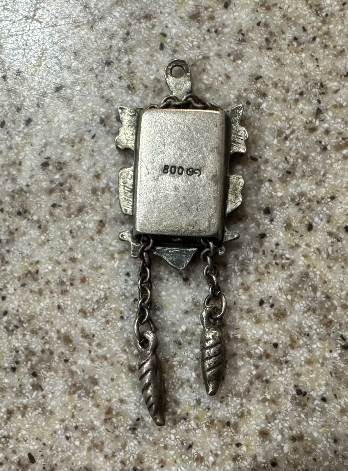 VINTAGE 800 SILVER ARTICULATED CUCKOO CLOCK CHARM | eBay