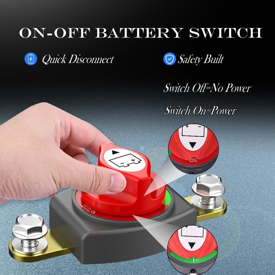 Side Post Battery Disconnect Switch 12V-48V Power Isolator Cut Off Shut ...