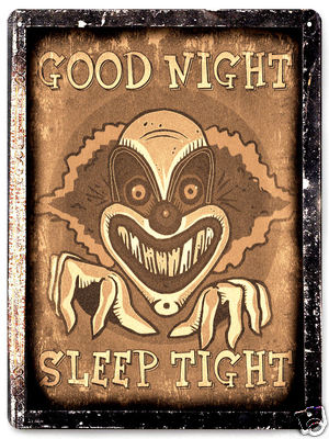 CLOWN HALLOWEEN scary MOVIE PROP METAL sign VAMPIRE HORROR vintage ...