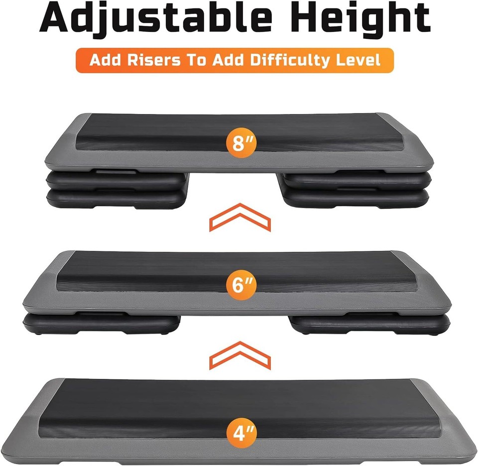 Fitness Aerobic Step 43" Club Cardio Adjust Exercise Stepper Workout w ...