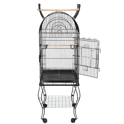 63"H Rolling Bird Cage Cockatiel Parakeet Open Top Window for Small ...
