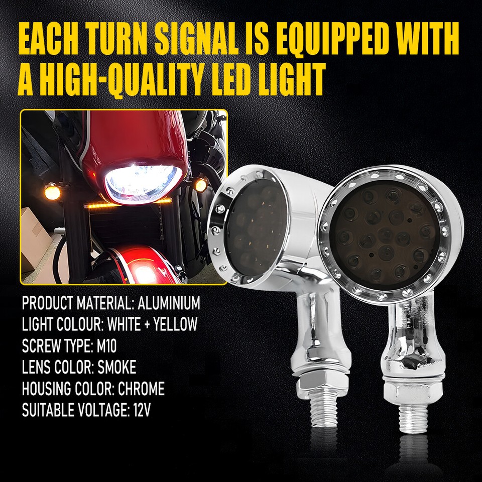 Chrome Motorcycle LED Bullet Red Brake Blinker Turn Signal Tail Light ...