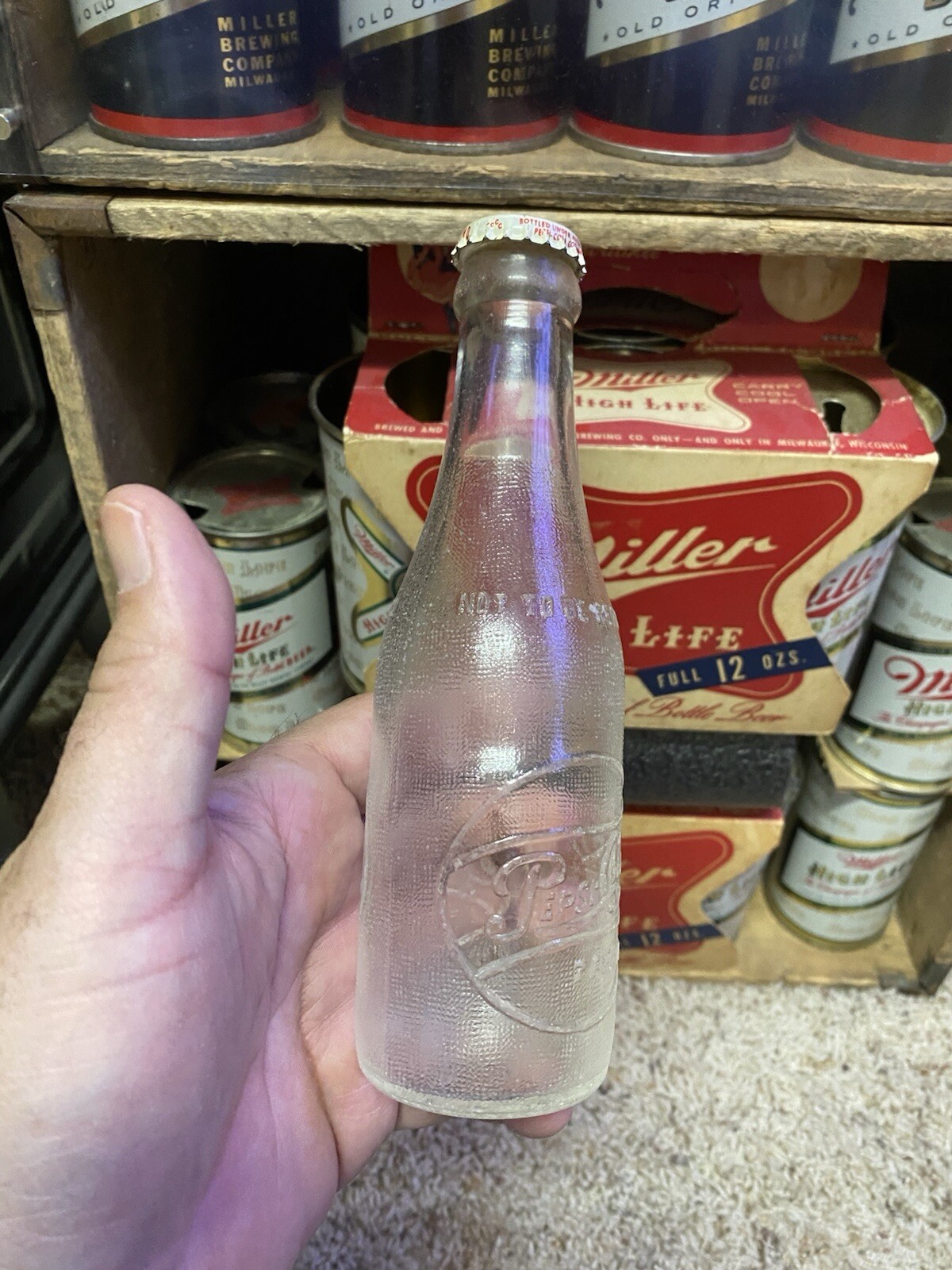 Pepsi Cola Bottle Rare 1963 Bottle Script Logo W Cap Used In Few Cities ...