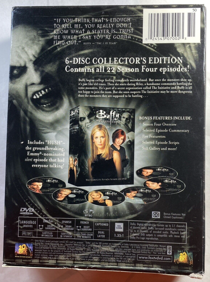Buffy the Vampire Slayer Season 4 (Four) 6 Disc DVD Set Sarah Michelle ...