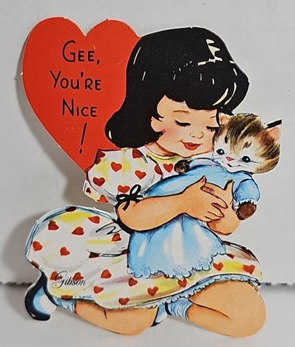 Vintage Gibson Valentine Card Valentine's Day "Gee, You're Nice" Girl ...
