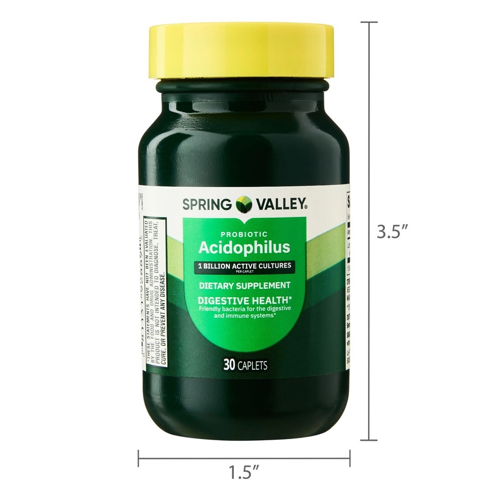 (2 pack) Spring Valley Probiotic Acidophilus Caplets for Digestive ...